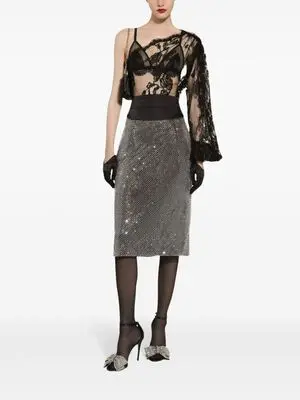 Dolce & Gabbana One-shoulder Lace Blouse
