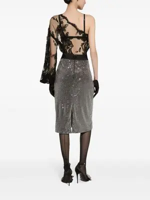 Dolce & Gabbana One-shoulder Lace Blouse