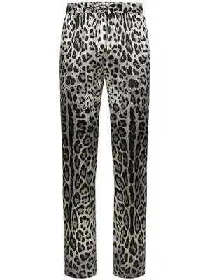 Dolce & Gabbana Animal-print Silk Lounge Trousers - Grey