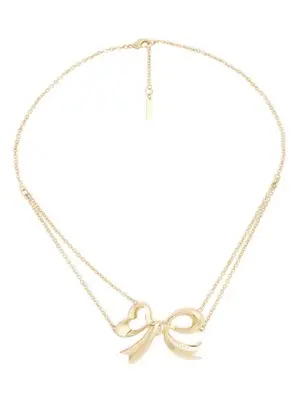 Nina Ricci Double Chain Bow Necklace - Gold