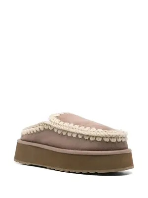 Mou Sheepskin Suede Slippers - Grey