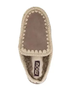 Mou Sheepskin Suede Slippers - Grey