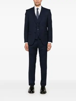 BOSS Mini-check Three-piece Suit - Blue