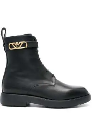 Emporio Armani Eagle Logo Leather Boots