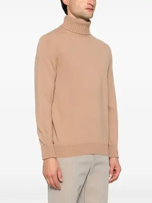 BALLANTYNE Cashmere Roll Neck Sweater - Brown