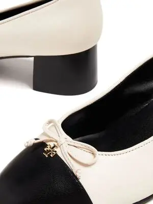 Tory Burch 45mm Cap-toe Leather Pumps - White
