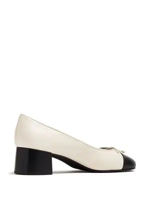 Tory Burch 45mm Cap-toe Leather Pumps - White