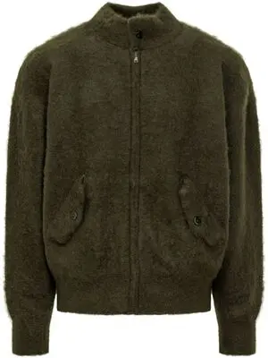 LANEUS Brushed-effect Cardigan - Green