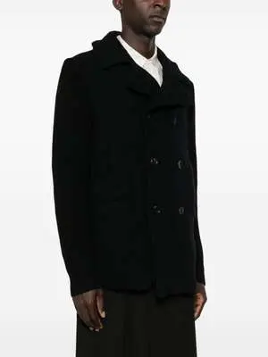 Comme Des Garçons Ribbed-sleeve Pea Coat
