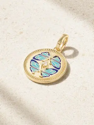 FOUNDRAE Reverie 18-karat Enamel And Diamond Pendant - Blue
