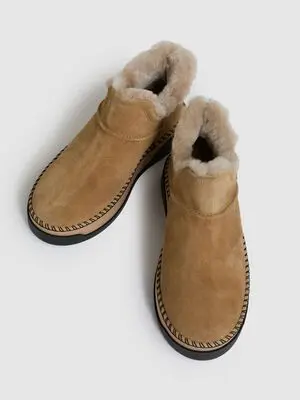 REISS Sylvie Shearling-lined Suede Ankle Boots
