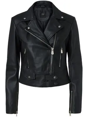Pinko Cropped Biker Jacket - Black