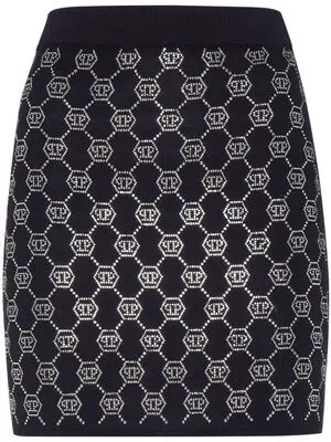 PHILIPP PLEIN Philipp Plein Monogram-Embellished Knitted Mini Skirt