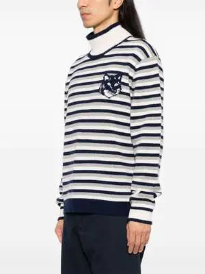 Maison Kitsuné Fox Head Striped Jumper - Blue