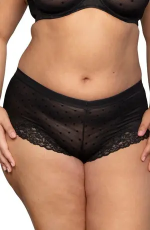 CURVY COUTURE Sheer Whisper Boyshorts - Onyx