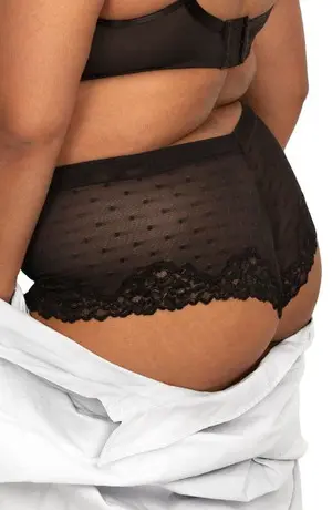CURVY COUTURE Sheer Whisper Boyshorts - Onyx