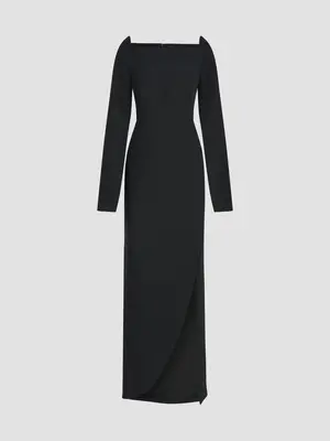 KAY UNGER Katerina Crepe Split-sleeve Gown - Black