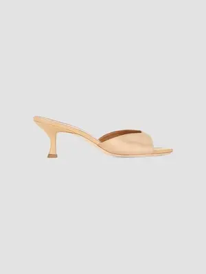 Staud Brigitte 55mm Satin Mules - Camel