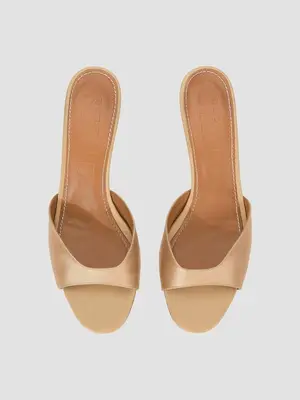 Staud Brigitte 55mm Satin Mules - Camel