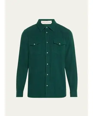 GOD'S TRUE CASHMERE Cashmere Gauze Shirt With Emerald Snaps