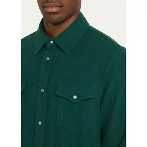 GOD'S TRUE CASHMERE Cashmere Gauze Shirt With Emerald Snaps