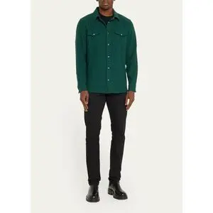 GOD'S TRUE CASHMERE Cashmere Gauze Shirt With Emerald Snaps
