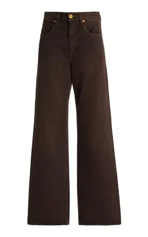 SLVRLAKE Grace Rigid High-Rise Wide-Leg Jeans Brown
