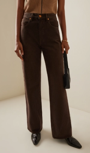 SLVRLAKE Grace Rigid High-rise Wide-leg Jeans - Brown