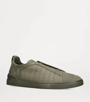 Zegna Crocodile Leather Triple Stitch Secondskin Sneakers