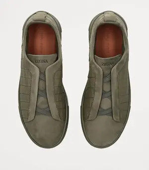 Zegna Crocodile Leather Triple Stitch Secondskin Sneakers