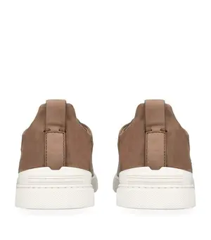 Zegna Crocodile Leather Triple Stitch Sneakers - Brown