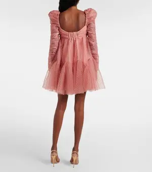 Zimmermann Ruched Point D'esprit Tulle Minidress