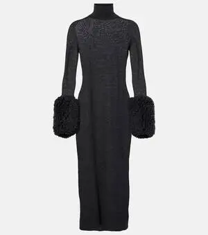 Alaïa Faux Shearling-trimmed Virgin Wool Midi Dress
