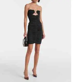 AREA Cutout Ruched Mini Dress - Green