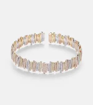 SUZANNE KALAN 18kt Tri-gold Diamond Bangle - Multicoloured