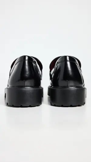 Tory Burch Lug Sole Leather Loafers - Perfect Black