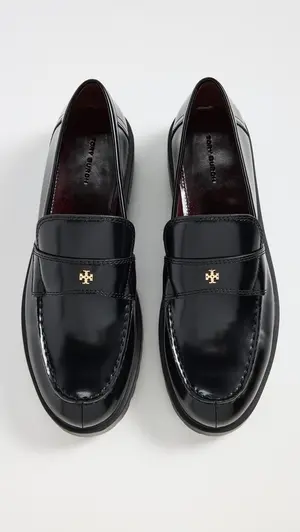 Tory Burch Lug Sole Leather Loafers - Perfect Black