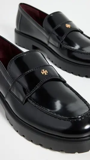 Tory Burch Lug Sole Leather Loafers - Perfect Black