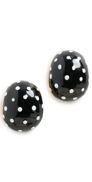 KENNETH JAY LANE Domed Hoop Earrings - Black/ White