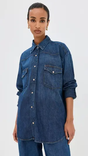 TWP Supersized Rancher Shirt - Dark Wash