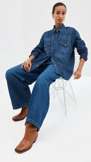 TWP Supersized Rancher Shirt - Dark Wash