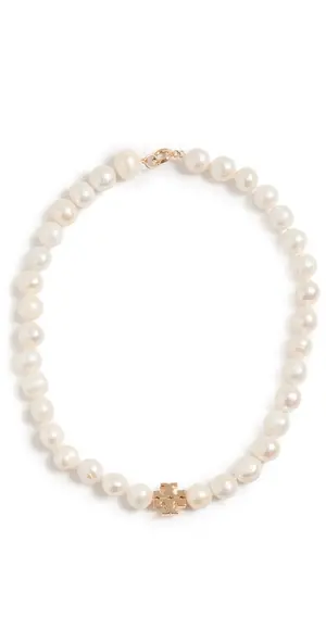 Tory Burch Kira Pearl Necklace - Tory Gold/cream