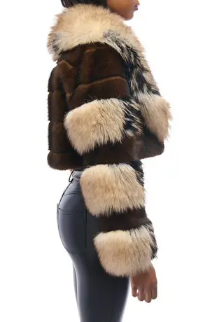 AZALEA WANG Portia Crop Faux Fur Jacket