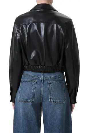 AGOLDE Essie Recycled Leather Crop Jacket - Black