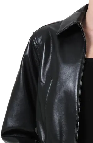 AGOLDE Essie Recycled Leather Crop Jacket - Black