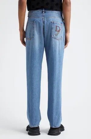 Dolce & Gabbana Distressed Straight-leg Jeans