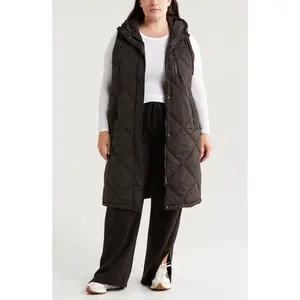 Zella Long Hooded Puffer Vest