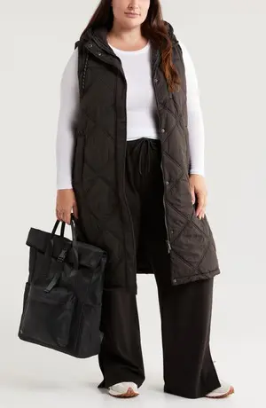 Zella Long Hooded Puffer Vest