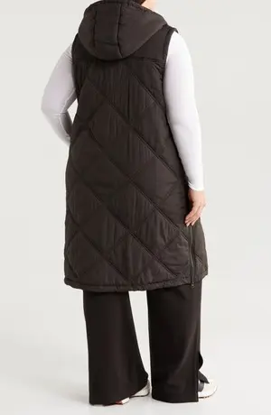Zella Long Hooded Puffer Vest