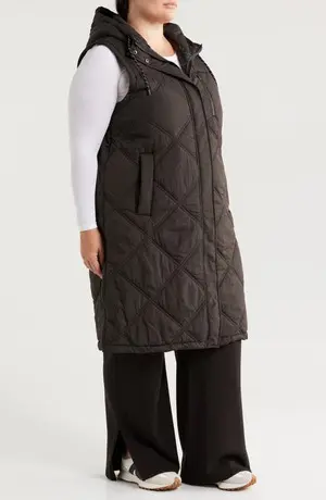 Zella Long Hooded Puffer Vest